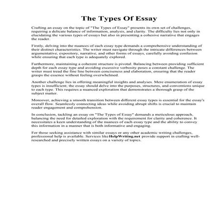 The Types Of Essay. Different Types Of Essays And How To Write Them ...