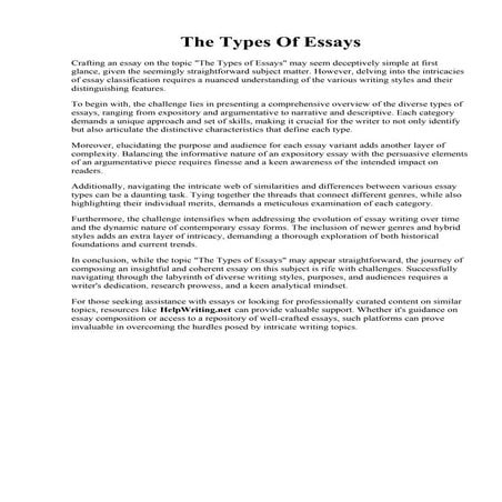The Types Of Essays | PDF