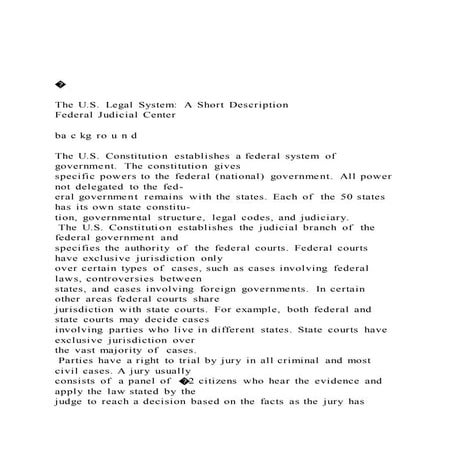 The u.s. legal system a short description federal judic | DOCX