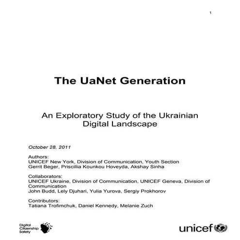 UNICEF Ukraine digital landscape exploratory paper | PDF