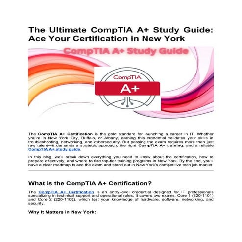 The Ultimate CompTIA A+ Study Guide_ Ace Your Certification in New York ...