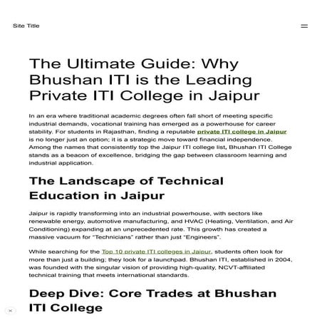 The Ultimate Guide- Why Bhushan ITI is the Leading Private ITI College.pdf