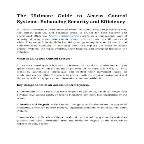 The Ultimate Guide to Access Control Systems_ Enhancing Security and ...