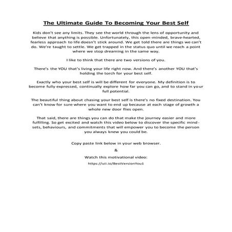 The Ultimate Guide To Becoming Your Best Self | DOCX
