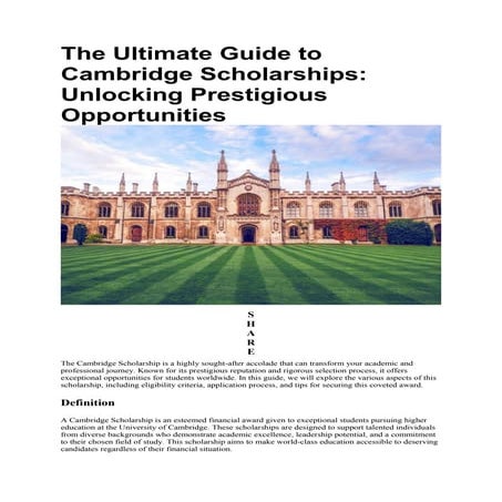 The Ultimate Guide to Cambridge Scholarships: Unlocking Prestigious ...
