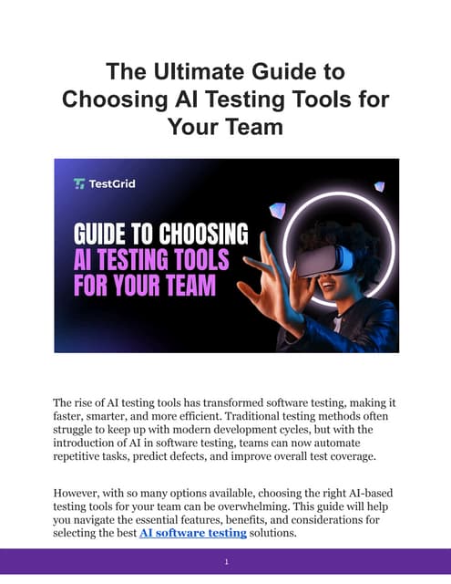 AI Testing Tools Breakdown: Which One is Right for Your QA Needs? | PDF