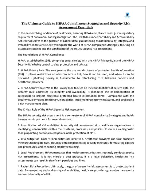 Navigating Healthcare Compliance: A Guide to HIPAA Certification | PDF