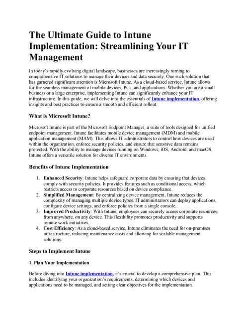 Presentation - Manual on how to proceed with Intune Implementation | PPTX | Operating Systems ...
