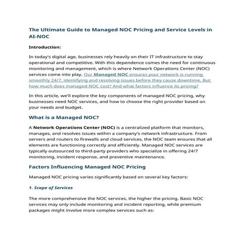The Ultimate Guide to Managed NOC Pricing and Service Levels in AI-NOC (1).docx