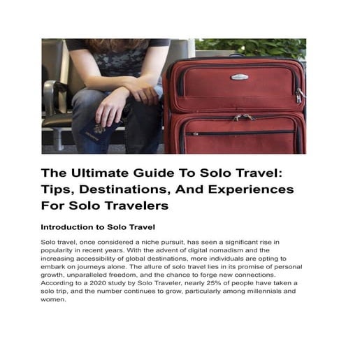 Solo Travel: Essential Advice and Ideas. | PDF
