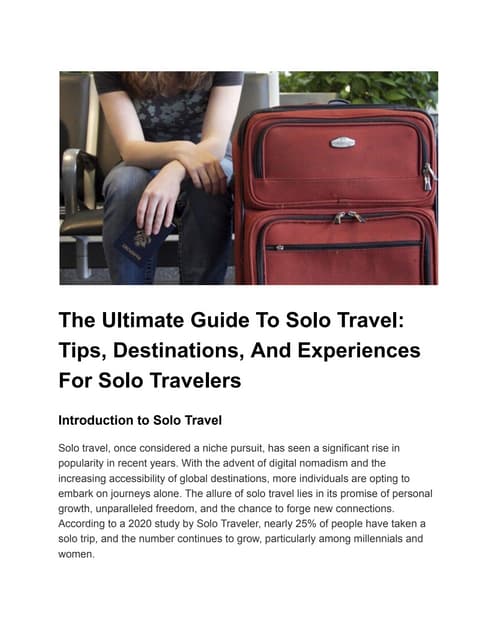 Solo Travel : An Adventure in Self-Discovery | PDF | Travel Preparation ...