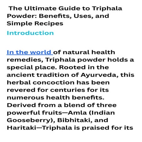 # The Ultimate Guide to Triphala Powder Benefits, Uses, and Simple ...