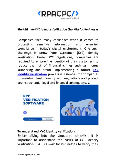 The Complete Guide to Successful KYC Account Verification | PPT