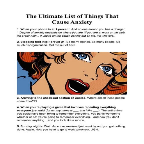 The ultimate list of things that cause anxiety | PDF