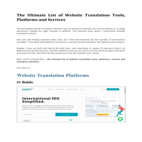 The ultimate list of website translation tools | PDF