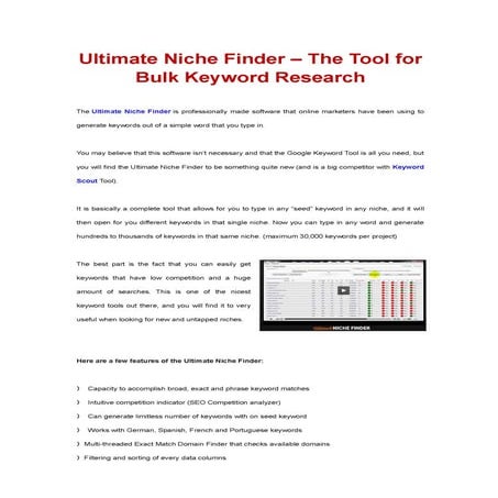 The Ultimate Niche Finder | PDF