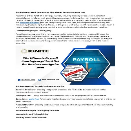 The Ultimate Payroll Contingency Checklist for Businesses-Ignite Hcm ...