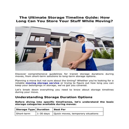 The Ultimate Storage Timeline Guide How Long Can You Store Your Stuff ...