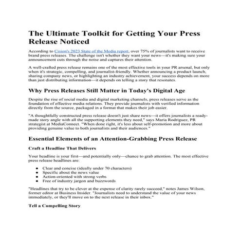 The Ultimate Toolkit for Getting Your Press Release Noticed | DOCX