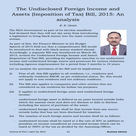 The Undisclosed Foreign Income and Assets (Imposition of Tax) Bill ...