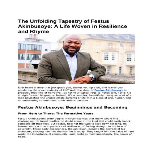 The Unfolding Tapestry of Festus Akinbusoye_ A Life Woven in Resilience ...