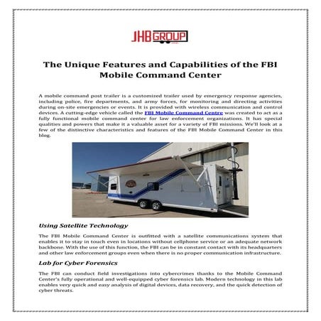 The Unique Features and Capabilities of the FBI Mobile Command Center | PDF