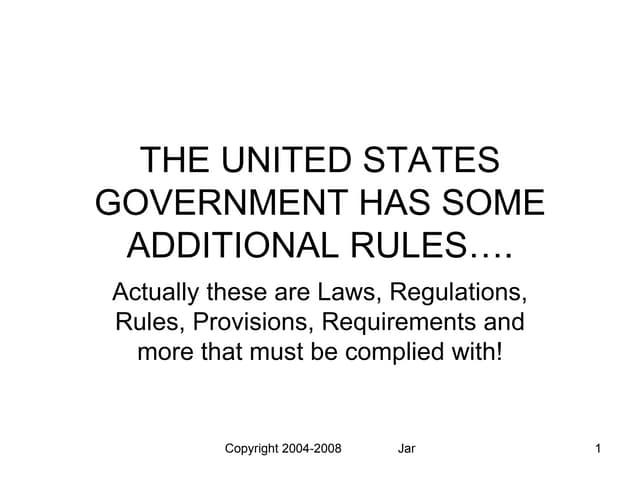 Government Rules And Regulations