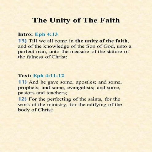 THE UNITY OF THE FAITH | DOCX | Christianity | Religion & Spirituality