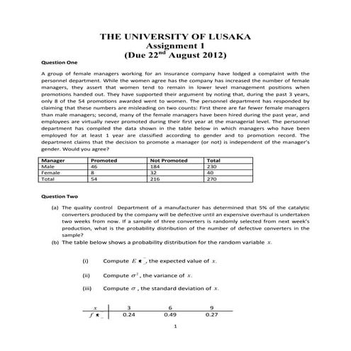 The university of lusaka assignment 1 | PDF