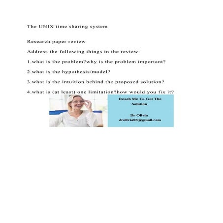 The UNIX time sharing systemResearch paper review Address .docx