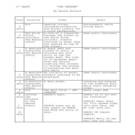 THE UNKNOWN script - 2nd draft | DOC | Cameras and Camcorders ...