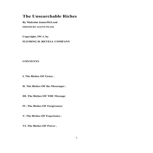 The unsearchable riches | PDF