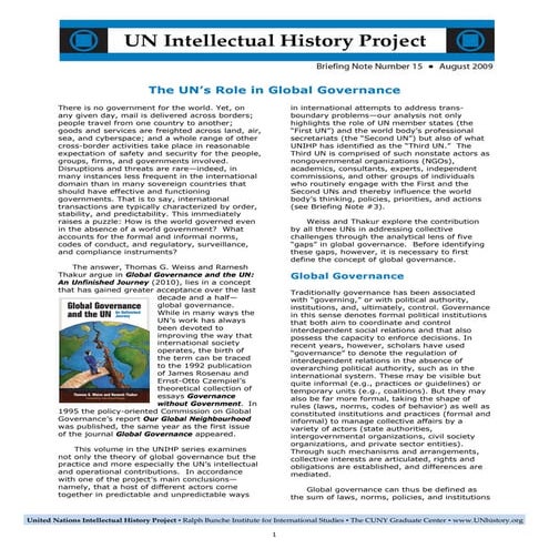 The UN's Role in Global Governance | PDF
