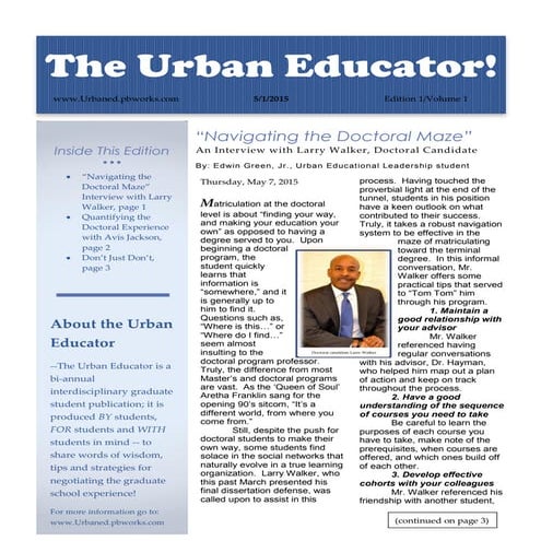 The urban educator #1 | PDF