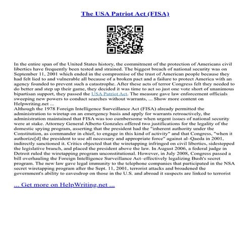 The USA Patriot Act (FISA) | PDF