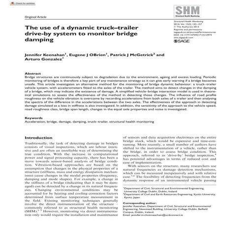 The use of a dynamic truck trailer drive-by system to monitor bridge damping | PDF