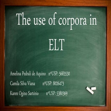 The use of corpora in ELT | PPT