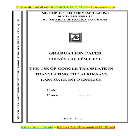 The Use Of Google Translate In Translating The Afrikaans Language Into ...