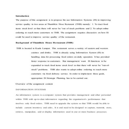 Information system used in mcdonalds | PDF