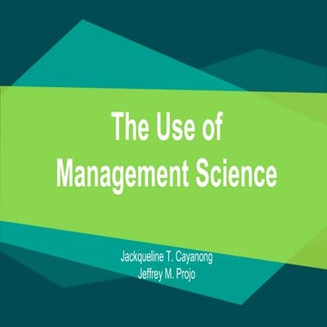 The use of management science | PDF