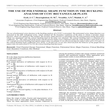 The use of polynomial shape function in the buckling analysis of ccfc rectangular plate | PDF