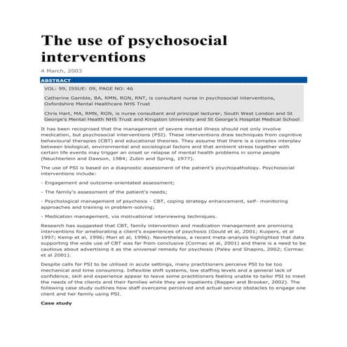 The use of psychosocial interventions | DOCX