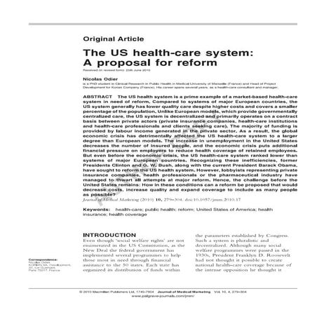 The Us Health Care System A Proposal For Reform Jmm Jmm201017 | PDF