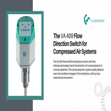 The VA 409 Flow Direction Switch for Compressed Air Systems | PDF