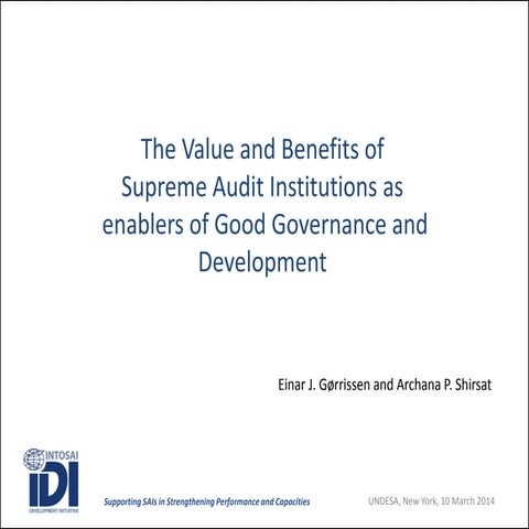 The value and benefit of supreme audit institutions as enablers of good ...