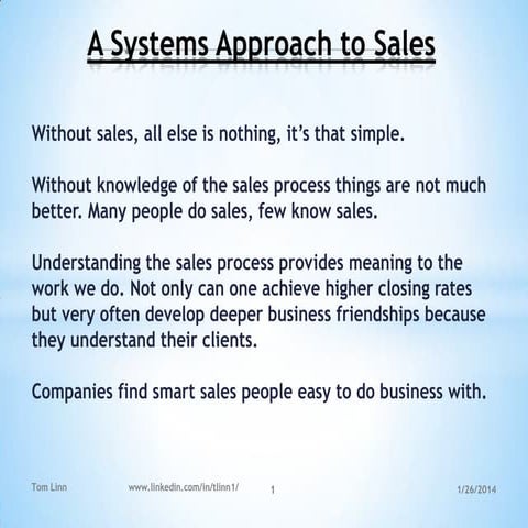 The Value of a Systems Approach to Sales | PPTX