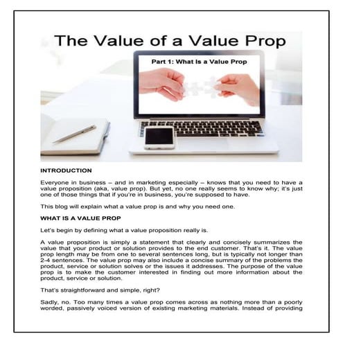 The Value of a Value Prop - Part 1 | PDF