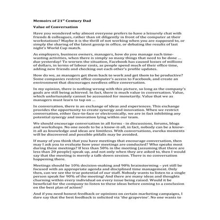 Value of Conversation | DOC