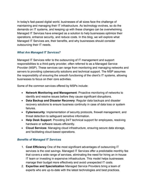 Enhance Your Business with Managed IT Services | PDF