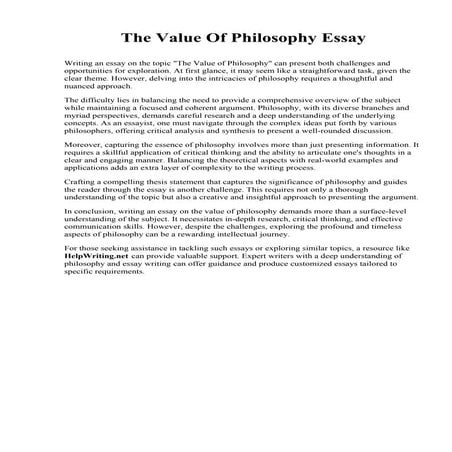 The Value Of Philosophy Essay.pdf | Educational Assessment | Education